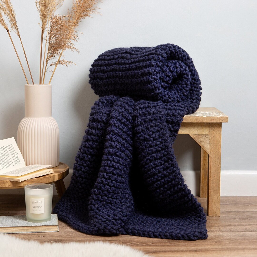Garter Stitch Blanket Knitting Kit | Beginner Blanket Knit Project ...