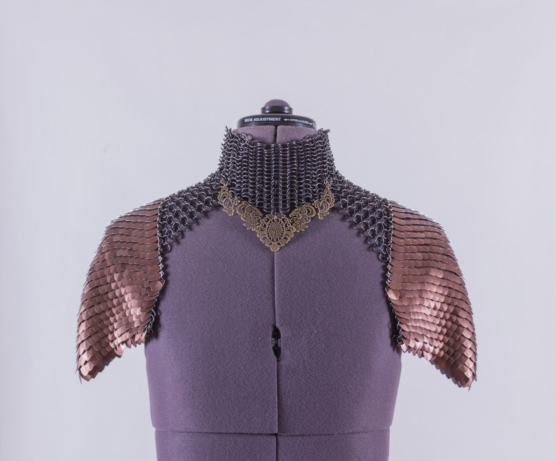 Scale Mail Shoulder Armor Epaulettes With Chainmail Choker - Etsy