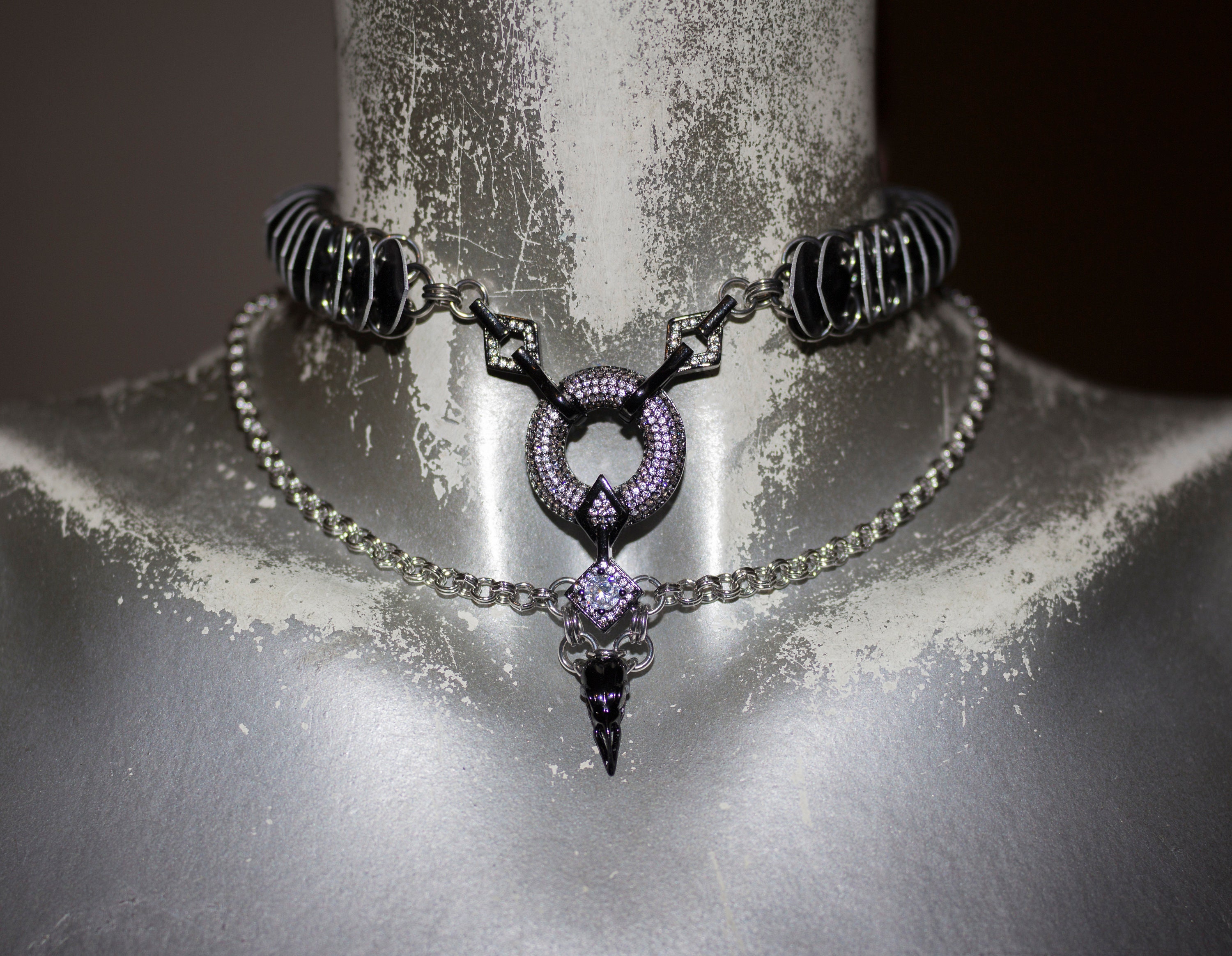 Scale Mail Necklace Scalemail Necklace Cubic Zirconia Paved Pendant ...