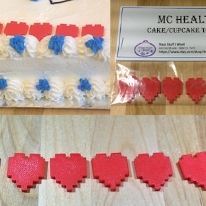 Minecraft Inspired MC Health - Cake/cup Cake Toppers - Etsy