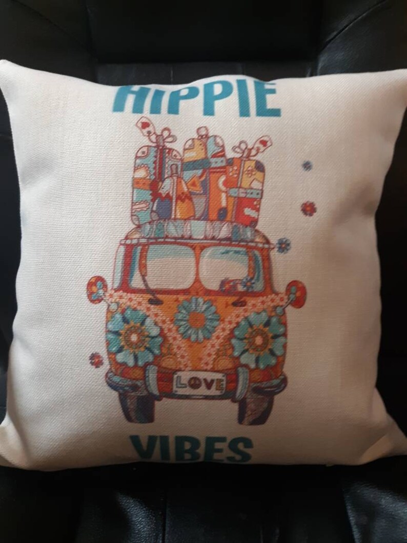 Hippie Vibes Pillow Cover 16x16 Linen zippered pillow sham | Etsy