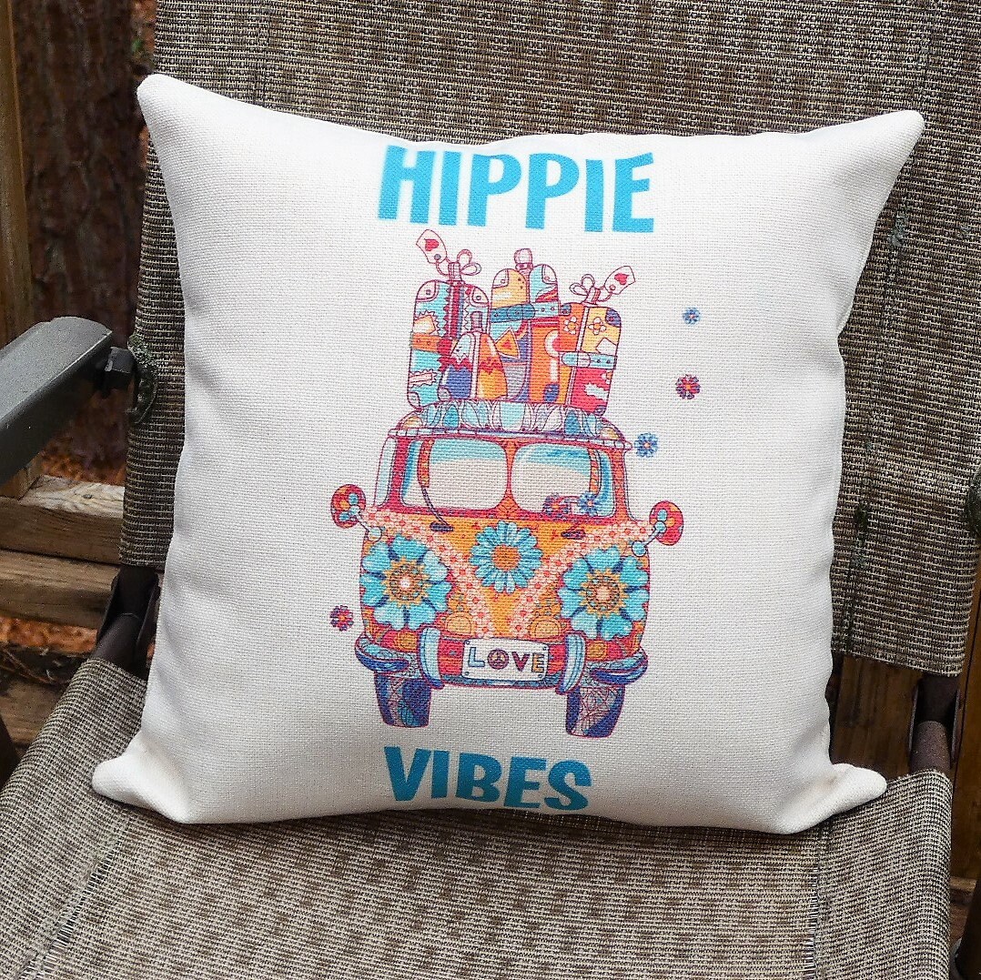 Hippie Vibes Pillow Cover 16x16 Linen zippered pillow sham | Etsy