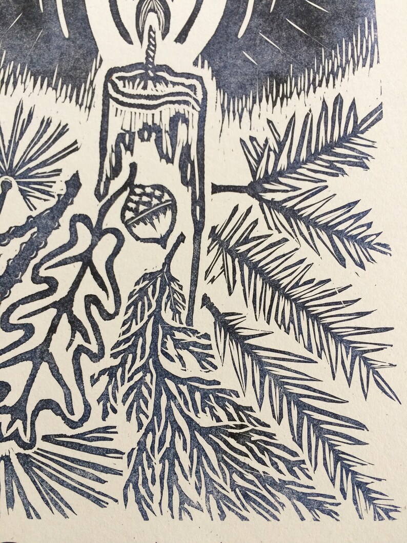 Winter Solstice Letterpress Lino Block Print 9x15 - Etsy