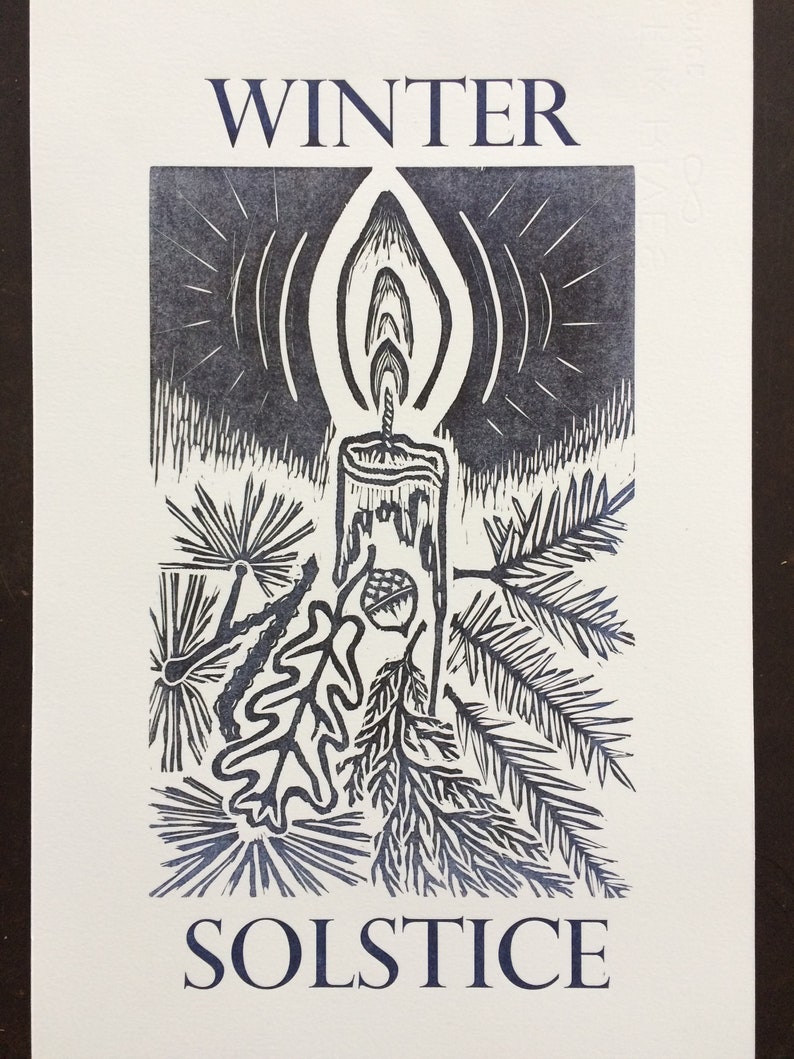 Winter Solstice Letterpress Lino Block Print 9x15 - Etsy