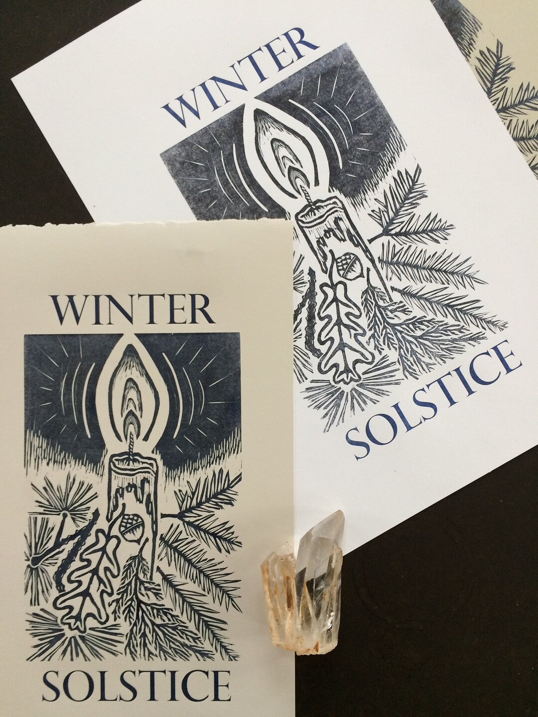 Winter Solstice Letterpress Lino Block Print 9x15 - Etsy