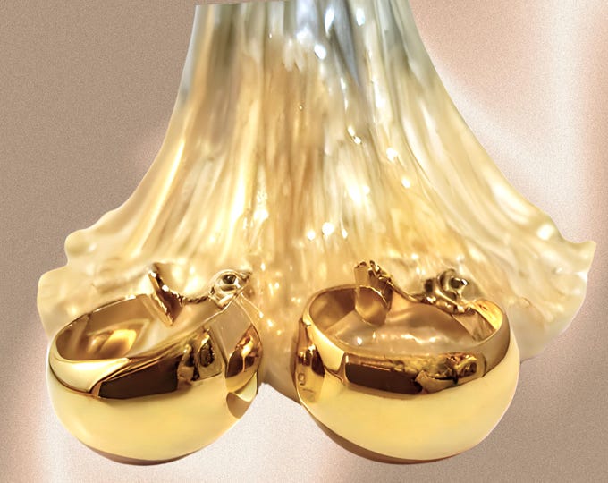 Vintage 60's Monet Gold Plate Puffed Hoop Earrings, Ear Hugger Band ...