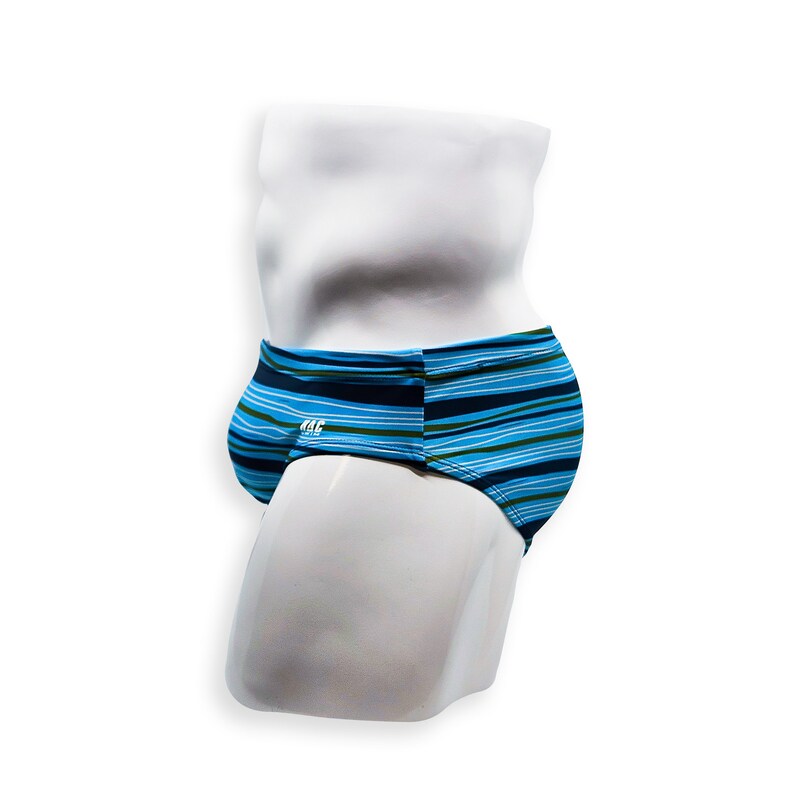 Mens Swimsuit Basic Swim Brief in Tidal Stripe for Swimming Aesthetic ...