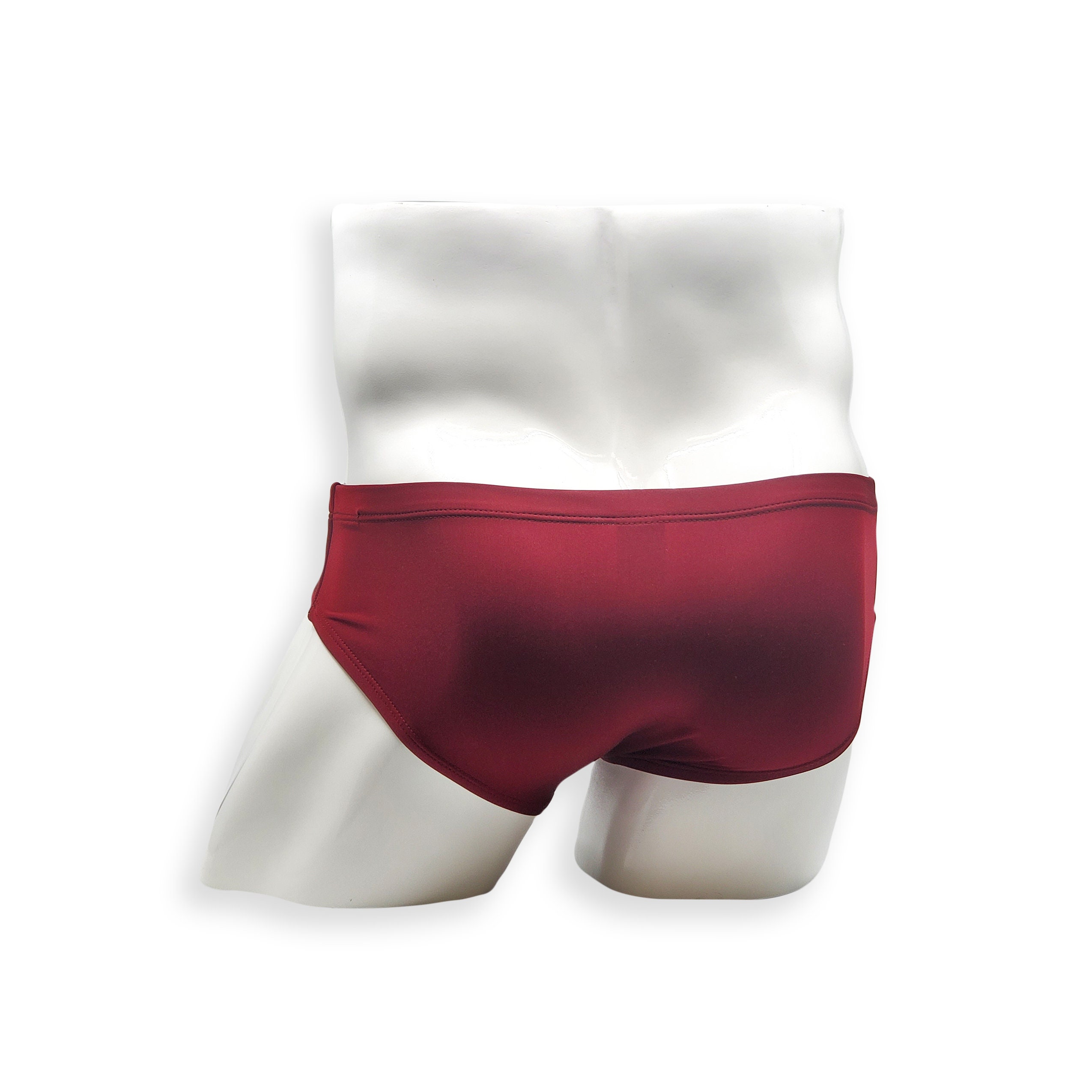 Mens Swimsuit Basic Swim Brief in Burgundy for Swimming Aesthetic ...