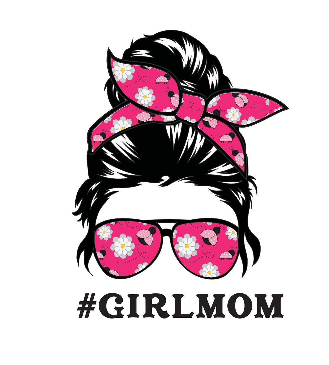 Girl Mom Messy Bun Hair Instant Download For Sublimation Or Htv