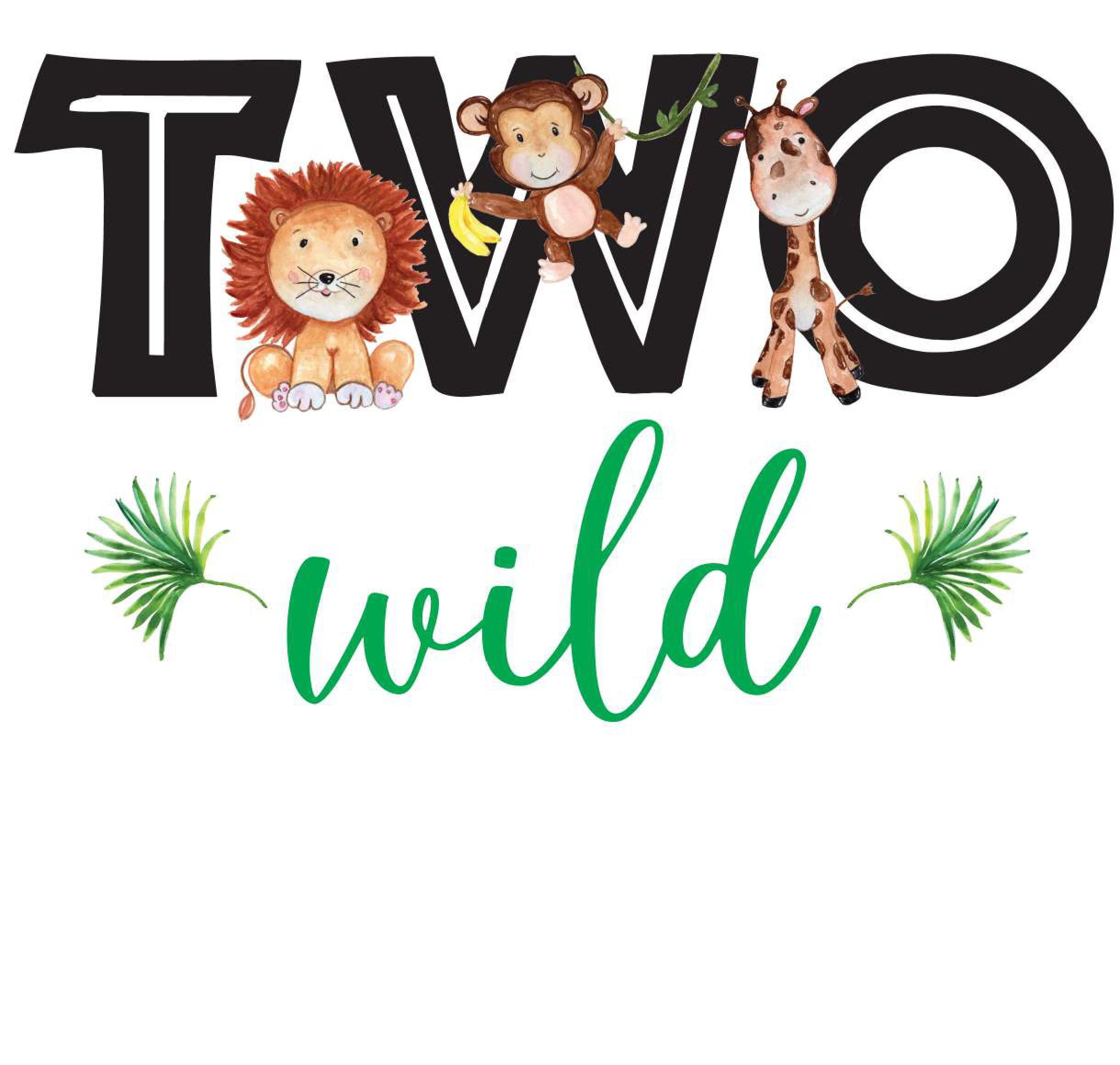 Two Wild Animal Safari Birthday Instant Dowload for Vinyl Transfer Png ...