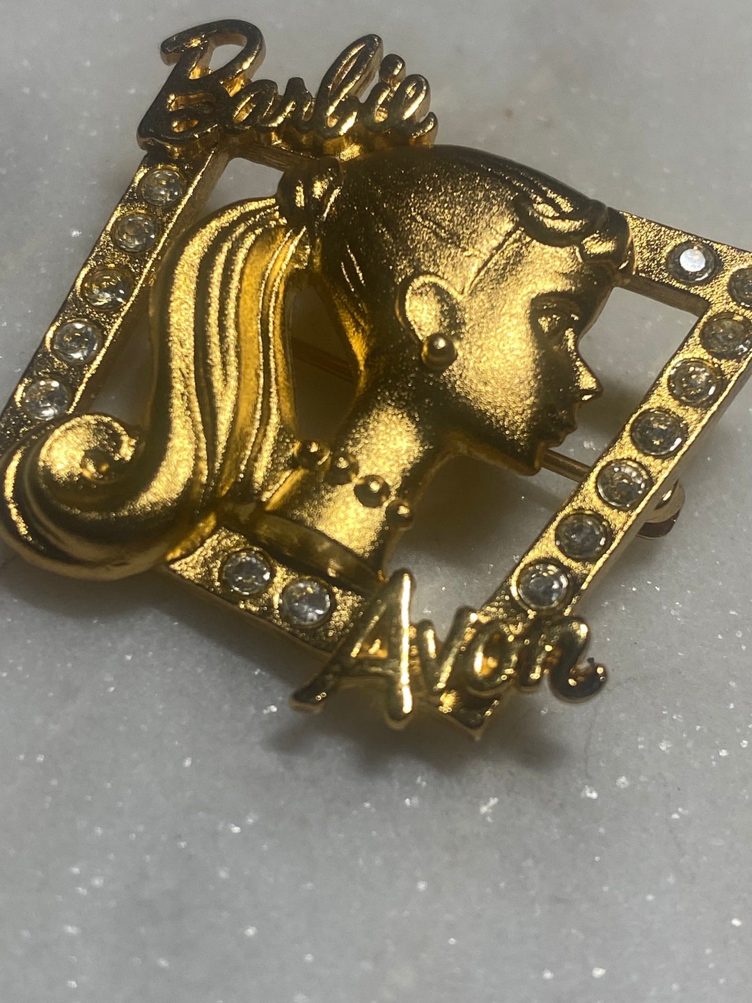 Vintage Barbie Brooch Mattel Avon Rhinestone Goldtone Barbie - Etsy