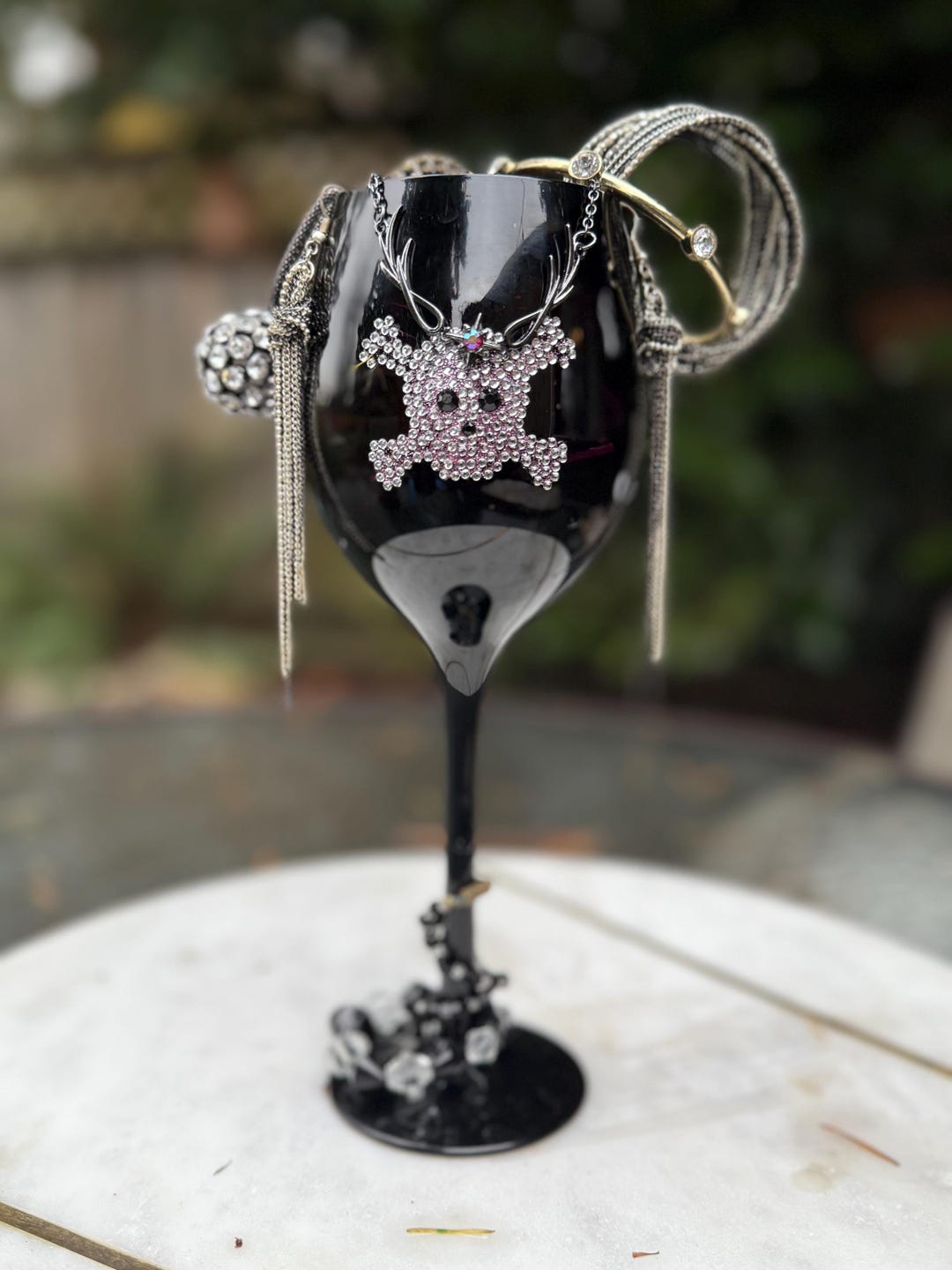 Mystery Jewelry Jar Goth Jewelry Jar in Black Goblet Wine Glass With ...