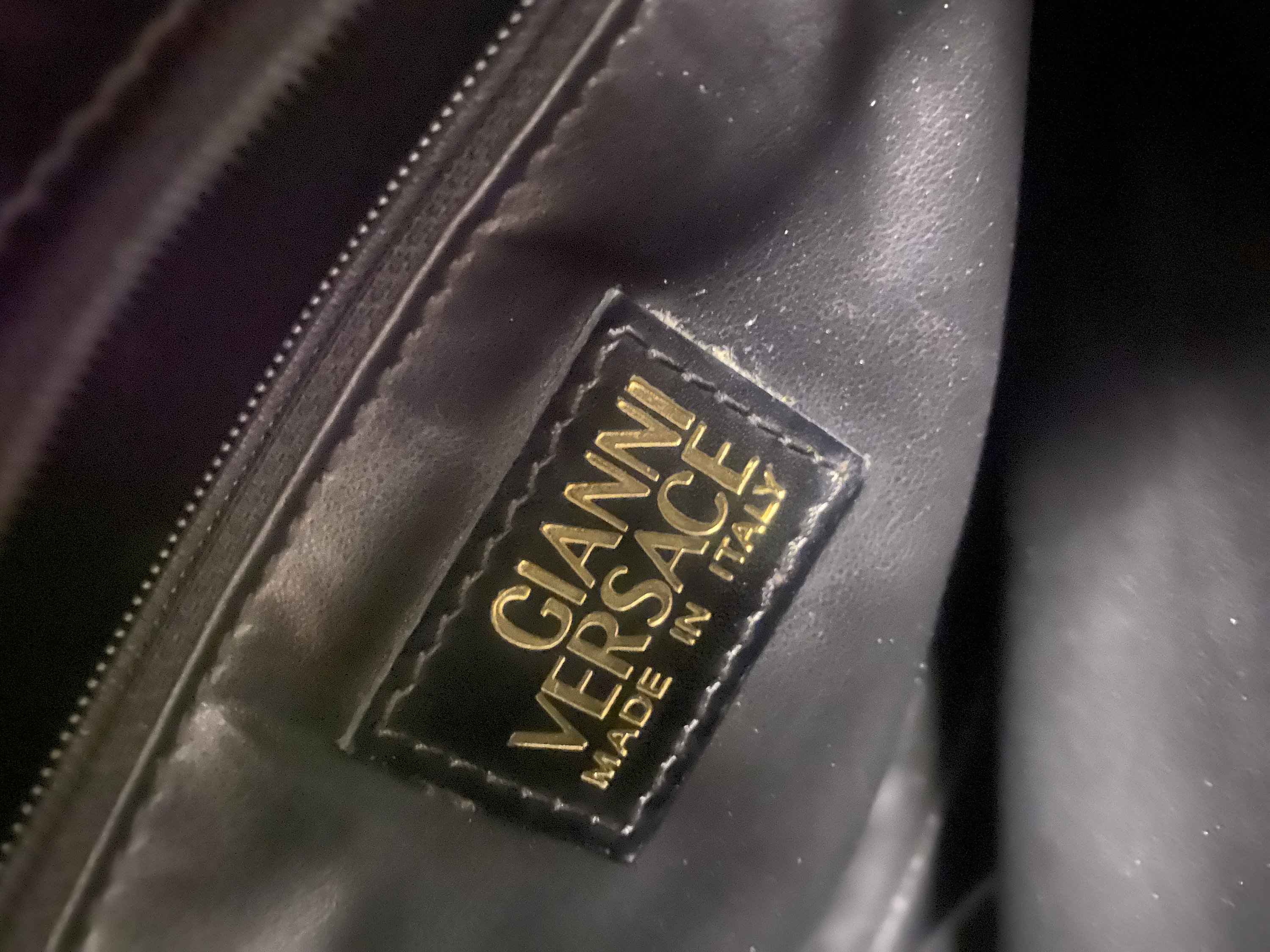 Italian Leather Gianni Versace Medusa Head 90's Black Leather Shoulder ...