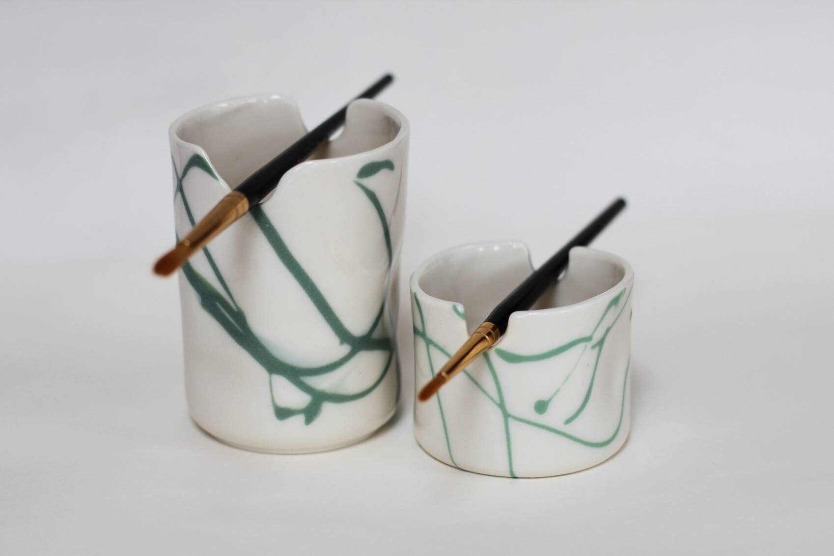 Ceramic Paintbrush Holder Pair. Also for Make up Brushes | Etsy