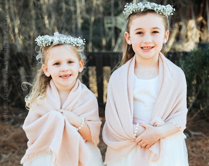Blush Flower Girl Shawls, Wedding Wrap, Personalized Flower Girl Gift ...