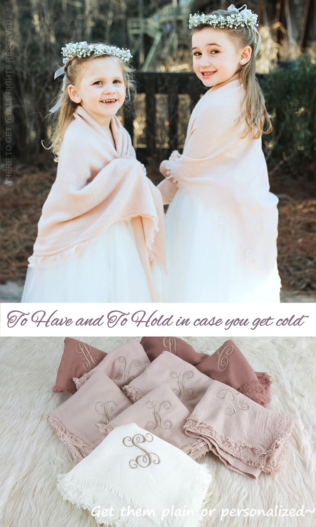 Blush Flower Girl Shawls, Wedding Wrap, Personalized Flower Girl Gift ...