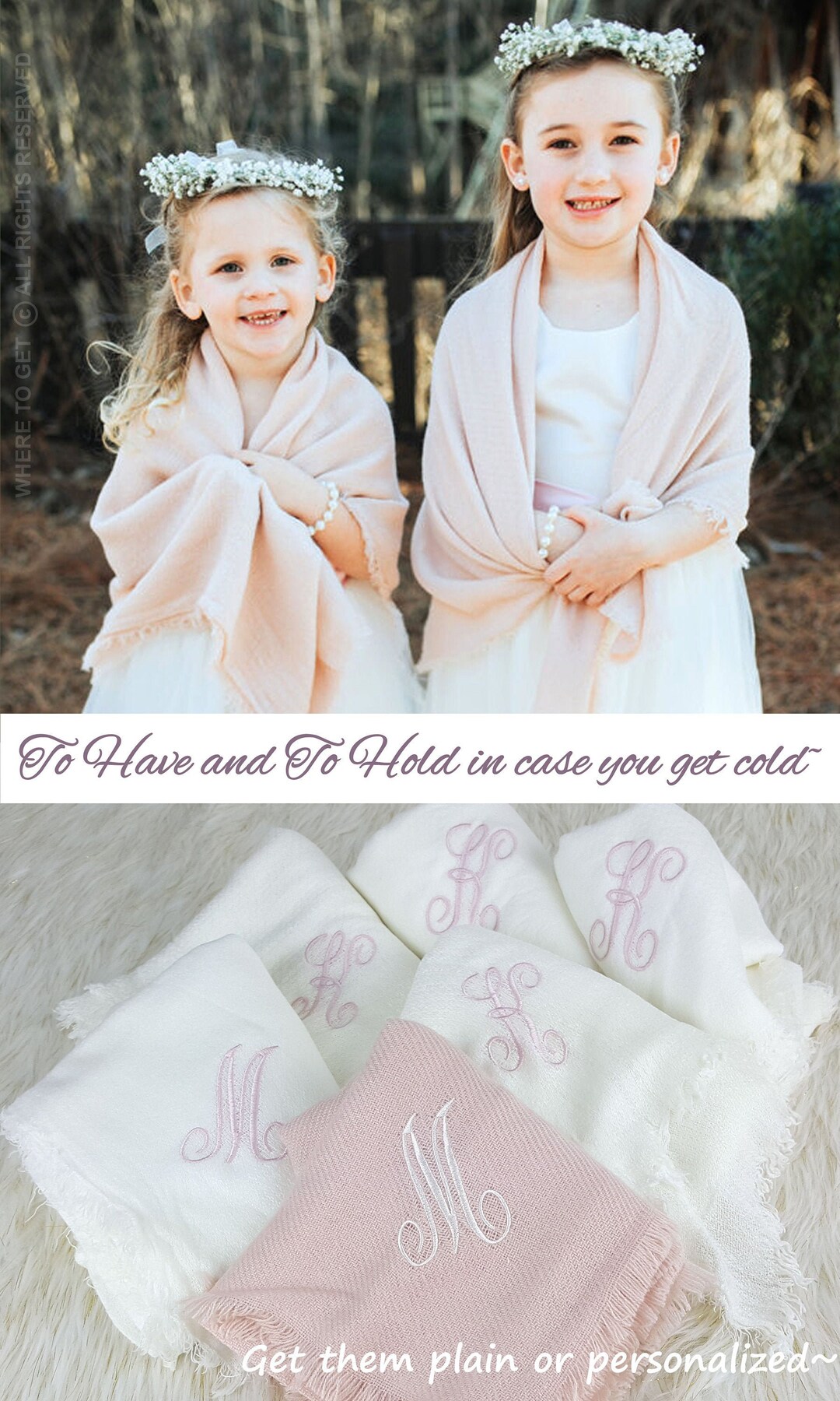 Blush Flower Girl Shawls, Wedding Wrap, Personalized Flower Girl Gift ...