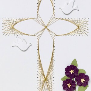 3D Religious String Art Cross Card, Sympathy 3D Embroidered Card ...