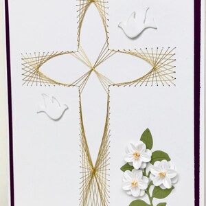 3D Religious String Art Cross Card, Sympathy 3D Embroidered Card ...