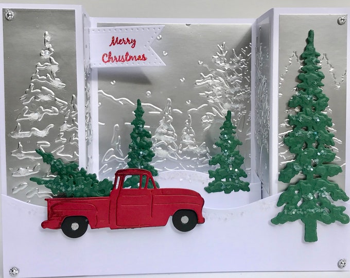 3D Christmas Tree Scene Card 3D Handmade Christmas Card - Etsy