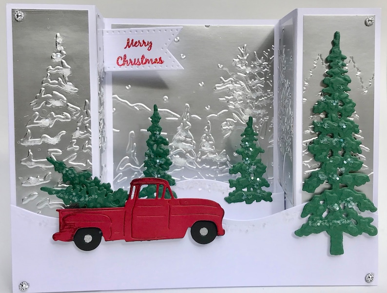 3D Christmas Tree Scene Card 3D Handmade Christmas Card | Etsy
