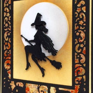 3D Halloween Card, Witch on a Broom, Handmade Halloween Card, Hand Made ...