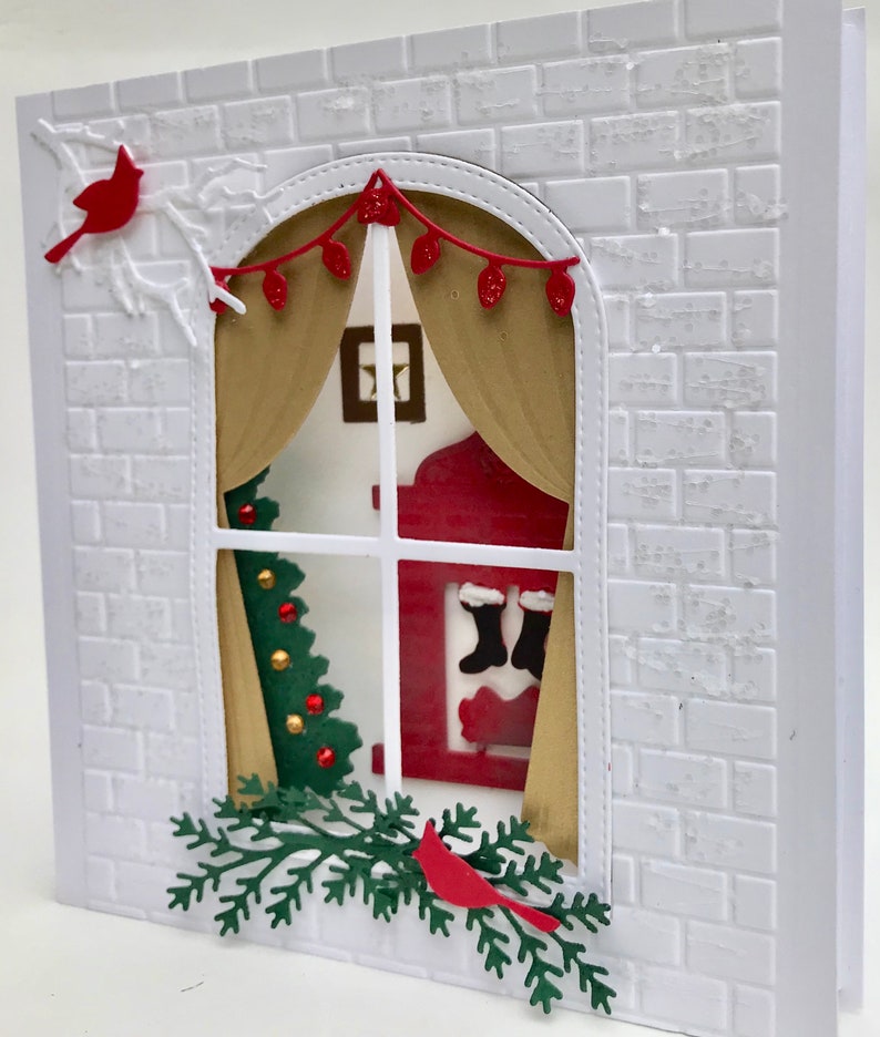 3D Christmas Card: Window Scene With Fireplace Diorama, Window With ...