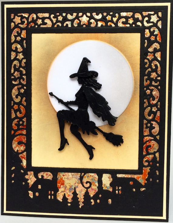 3D Halloween Card Witch on a Broom Handmade Halloween Card - Etsy UK