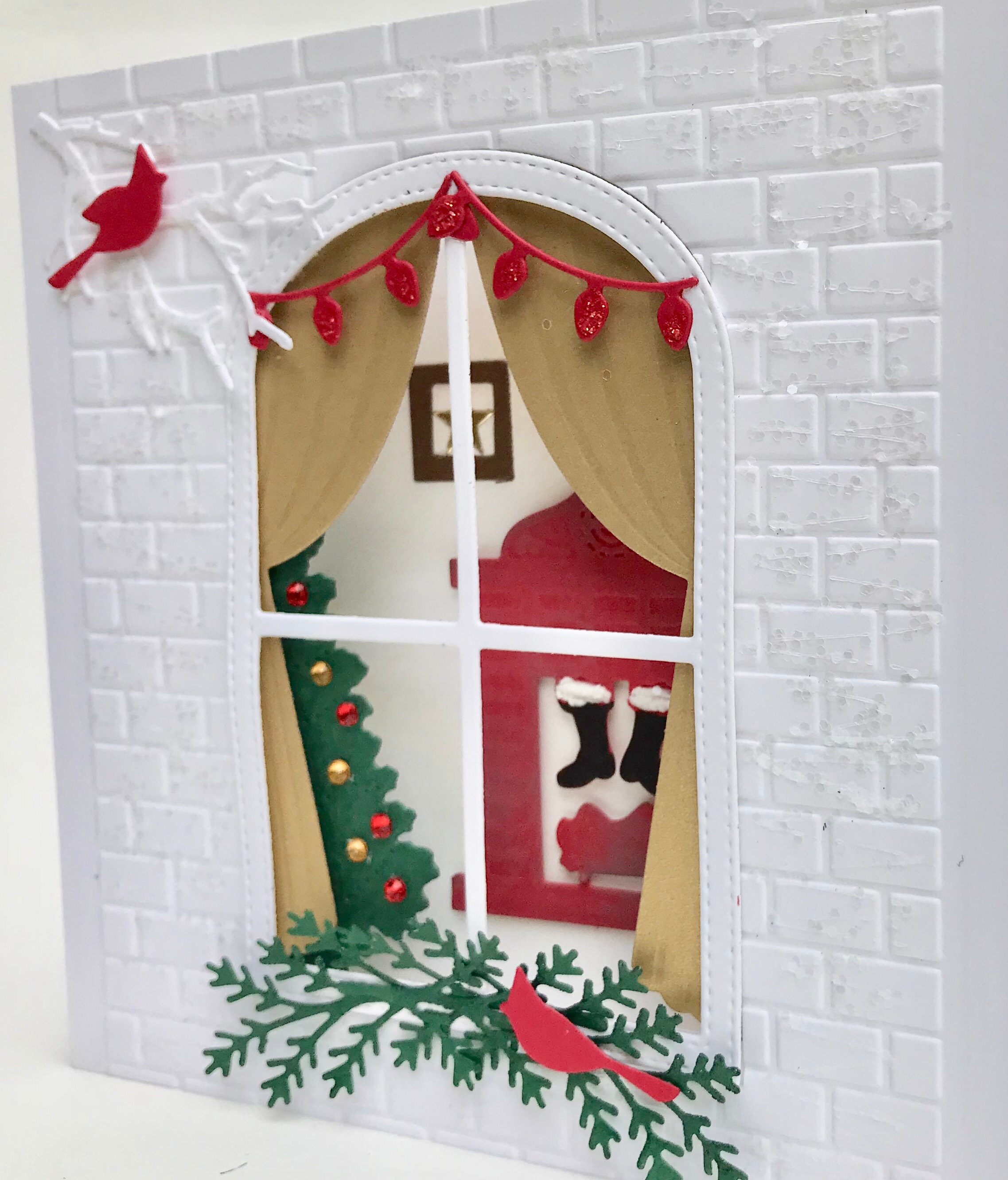 3D Christmas Card: Window Scene With Fireplace Diorama, Window With ...