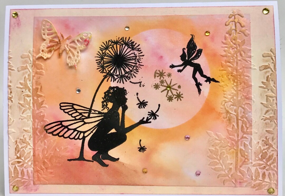 3D Fairy Card: Hand-colored Paper, Watercolor, Embossed Details - Etsy