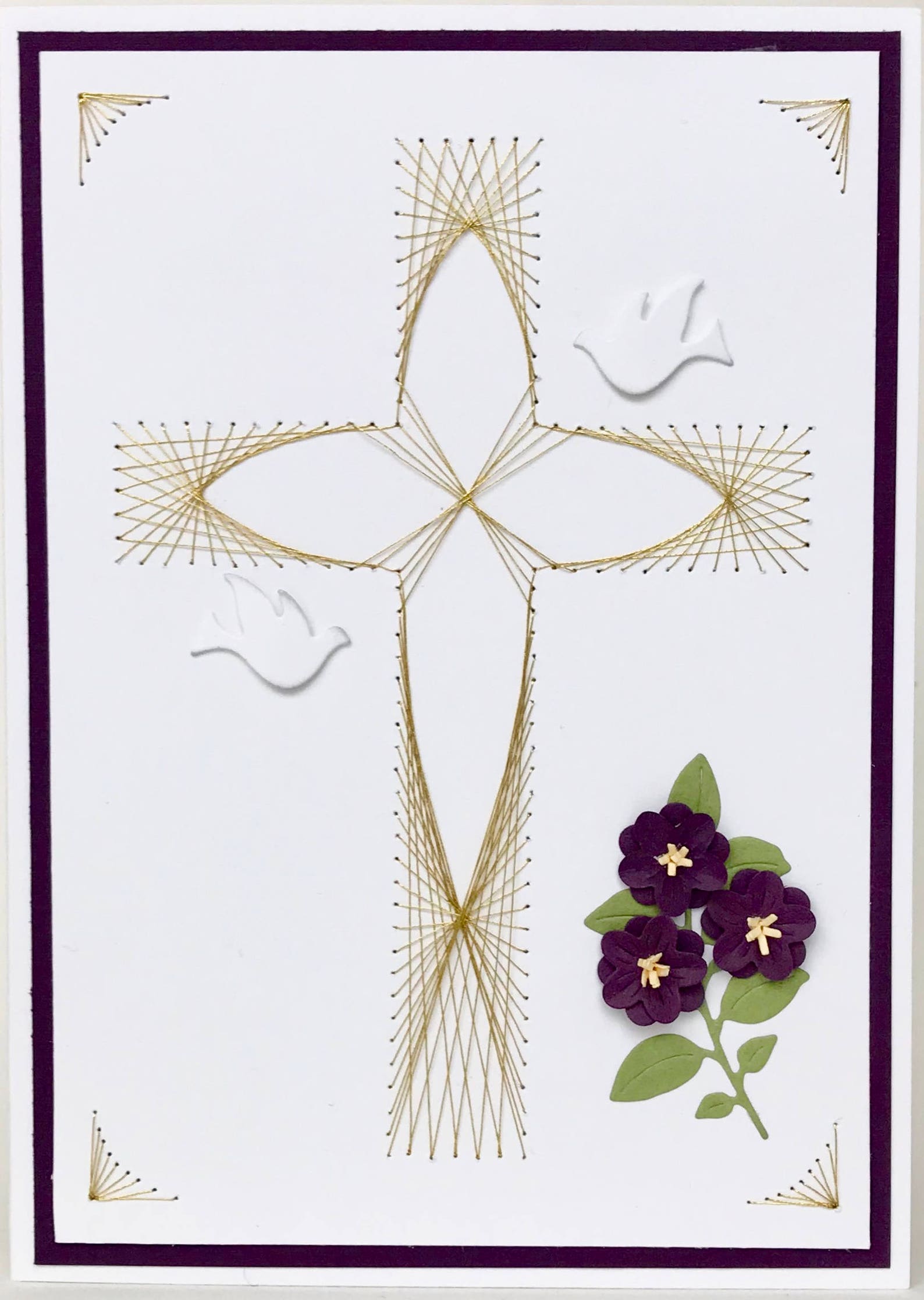 3D Religious String Art Cross Card Sympathy 3D Embroidered - Etsy