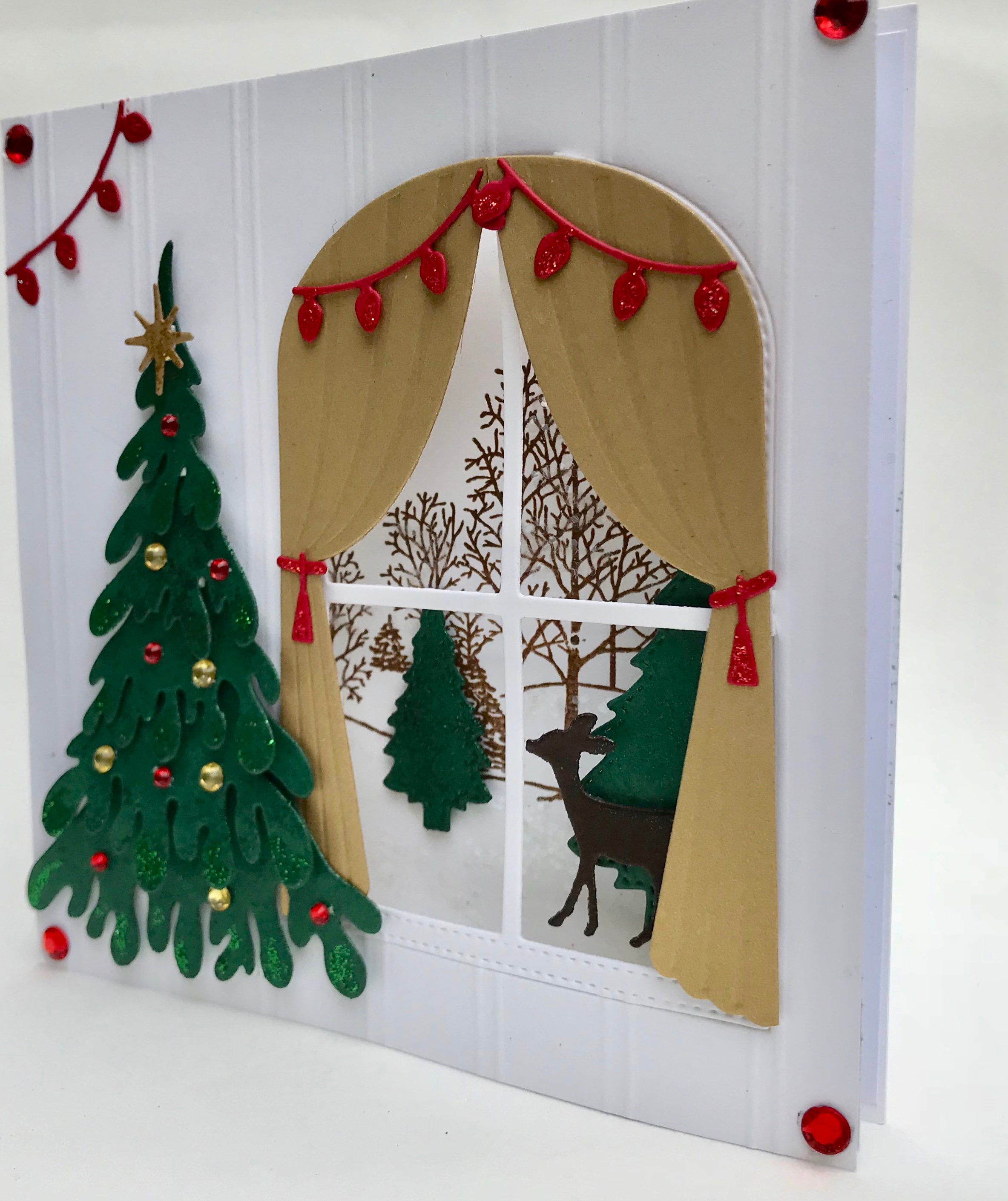 3D Christmas Card 3D Christmas Tree and Outdoor Window Scene | Etsy