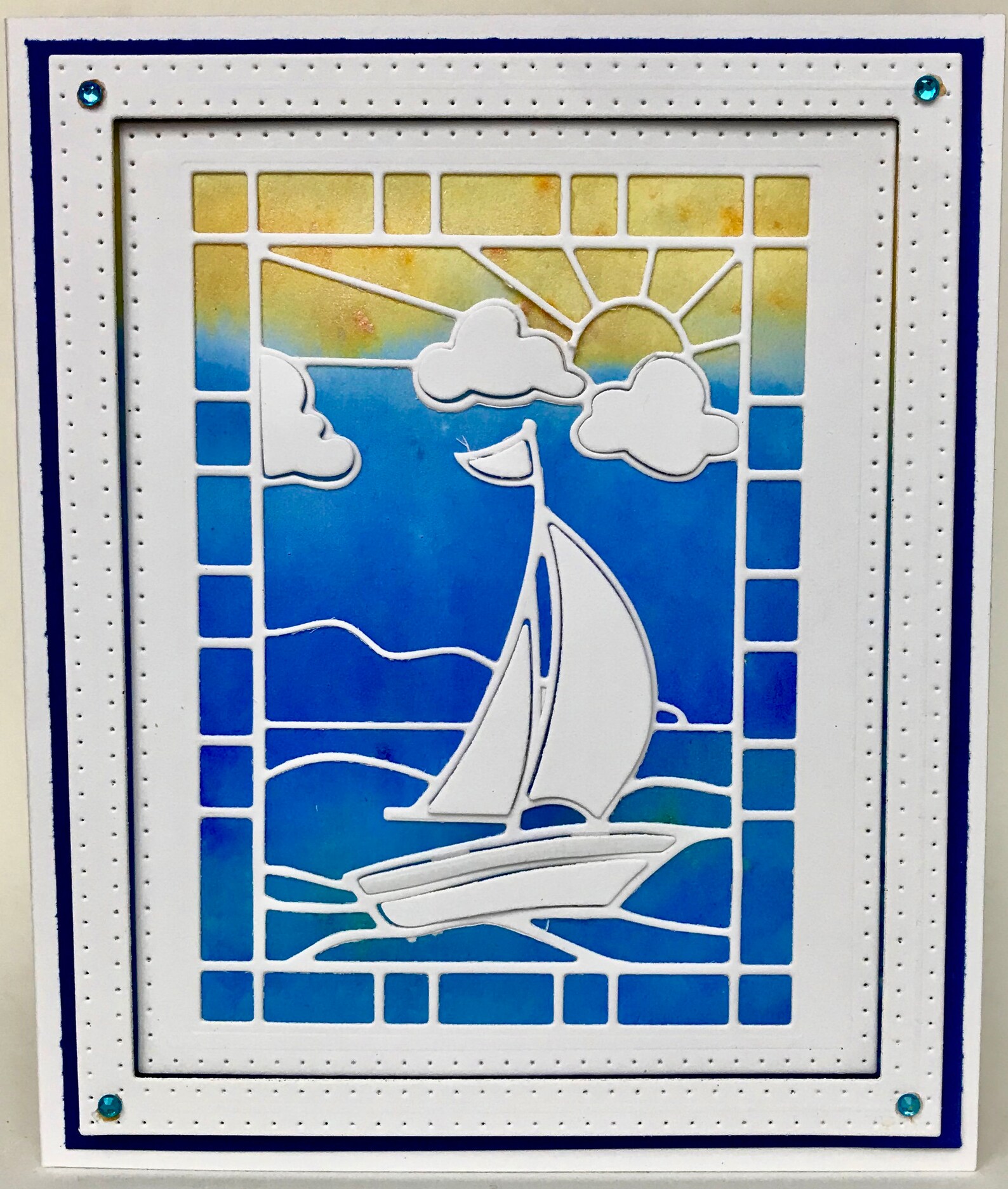 3D Sailboat Stained Glass Card, 3D Sailing Card, Unique Father's Day ...