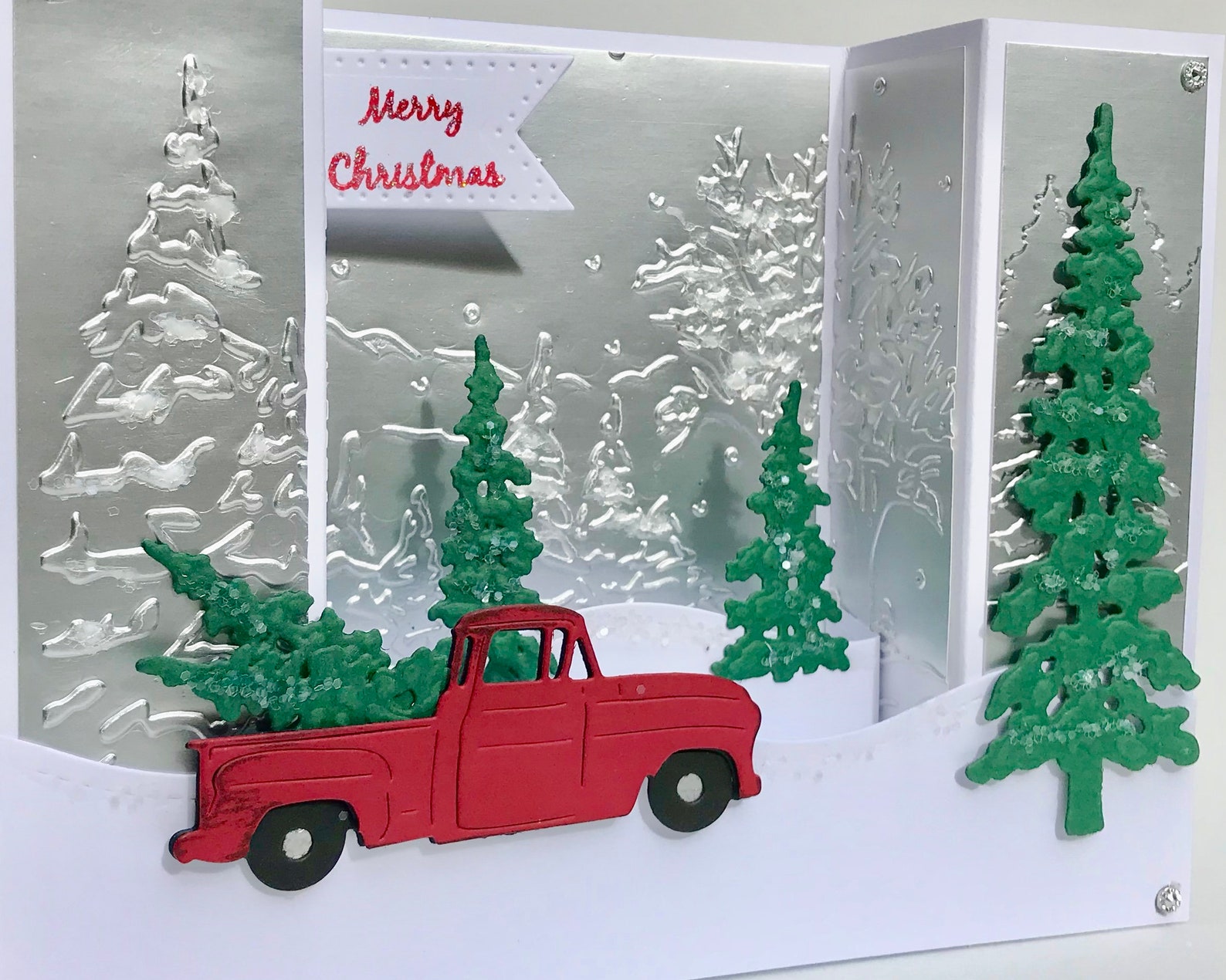 3D Christmas Tree Scene Card 3D Handmade Christmas Card | Etsy