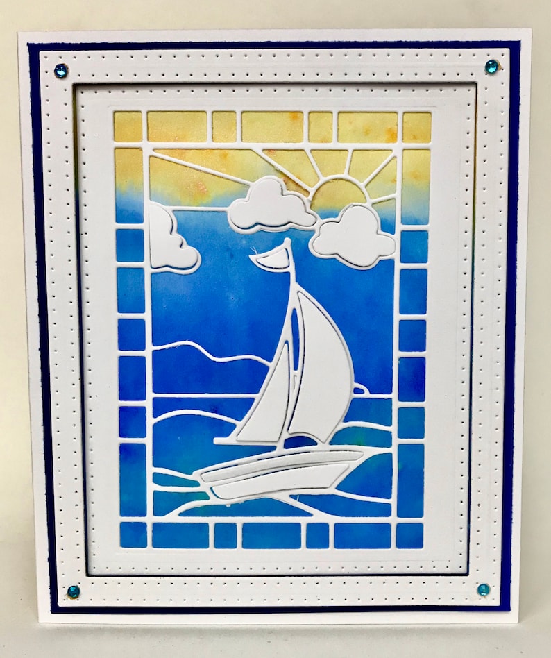 3D Sailboat Stained Glass Card 3D Sailing Card Unique - Etsy