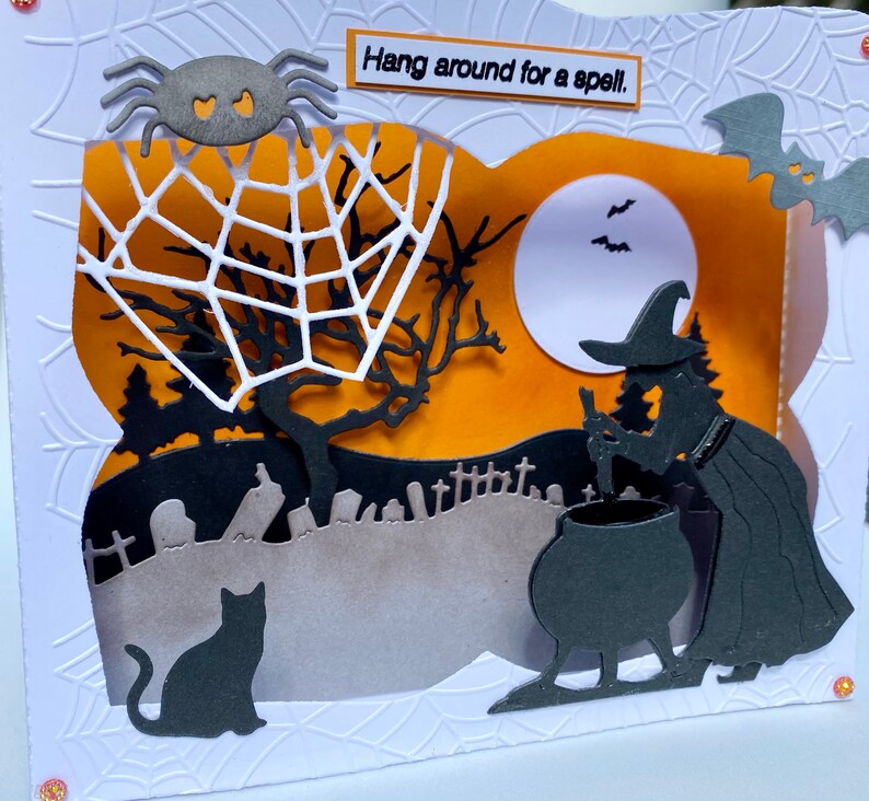 3D Witch Halloween Card: Handmade Halloween Diorama Box Card - Etsy