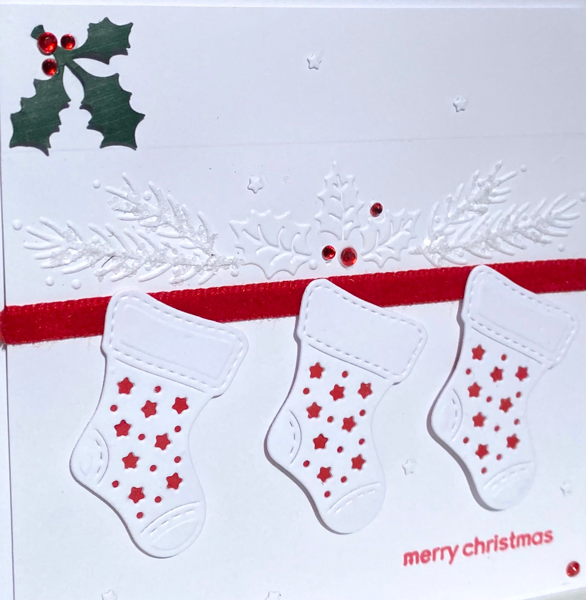3D Stocking Christmas Card: Handmade Embossed Glittered Holiday Card - Etsy