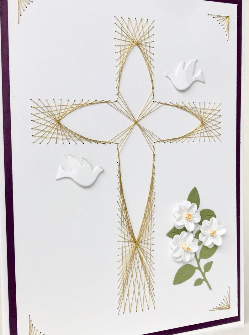 3D Religious String Art Cross Card Sympathy 3D Embroidered - Etsy