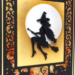 3D Halloween Card, Witch on a Broom, Handmade Halloween Card, Hand Made ...