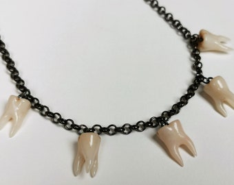 Aged Human Teeth Necklace on Bronze Chain - Etsy