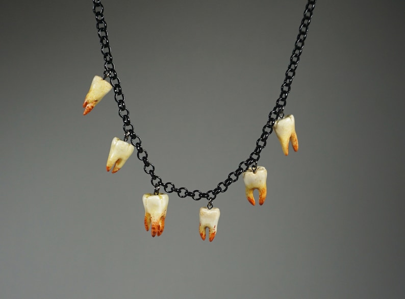 Bloody Human Teeth Chain Necklace | Etsy
