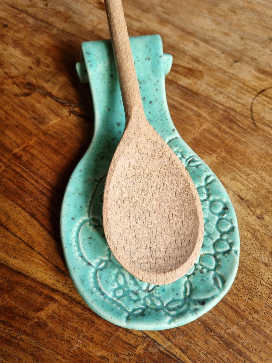 Ceramic Spoon Rest in Speckled Robin's Nest Blue Satin Finish - Etsy