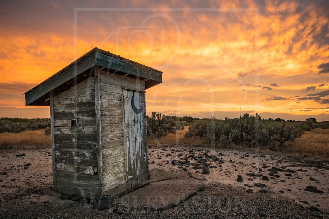 Outhouse Photograph at Sunset, Digital Download, Landscape, Idaho, - Etsy