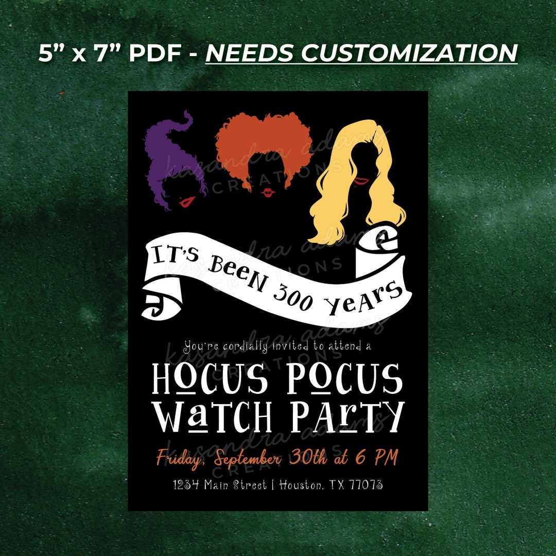 Hocus Pocus Watch Party Invite - 5"x7" PDF - CUSTOMIZATION NEEDED - Etsy