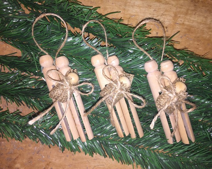 Baby Jesus ; Mary ; Joseph ; Clothespin Ornaments ; Set of 3 ; Nativity ...