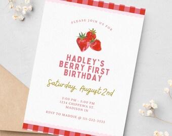 EDITABLE Berry First Birthday Bundle Template Birthday - Etsy