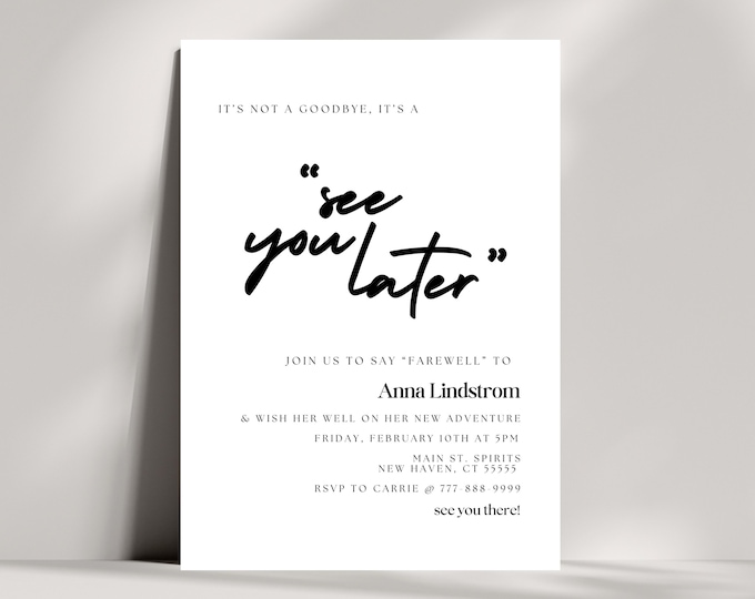Goodbye Party Invitation Template, Farewell Party Invite, Going Away ...