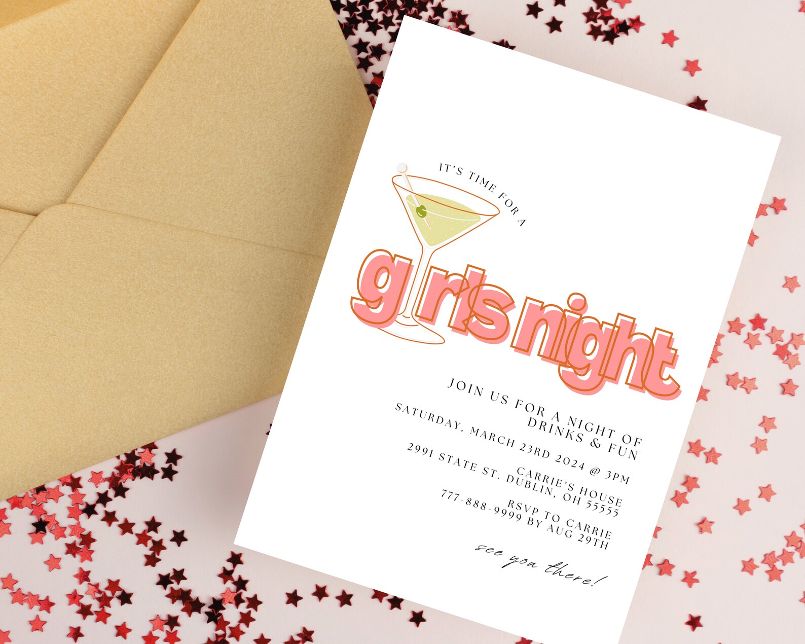 Girls Night Invite, Ladies Night Out, Galentines Invitation, Editable ...