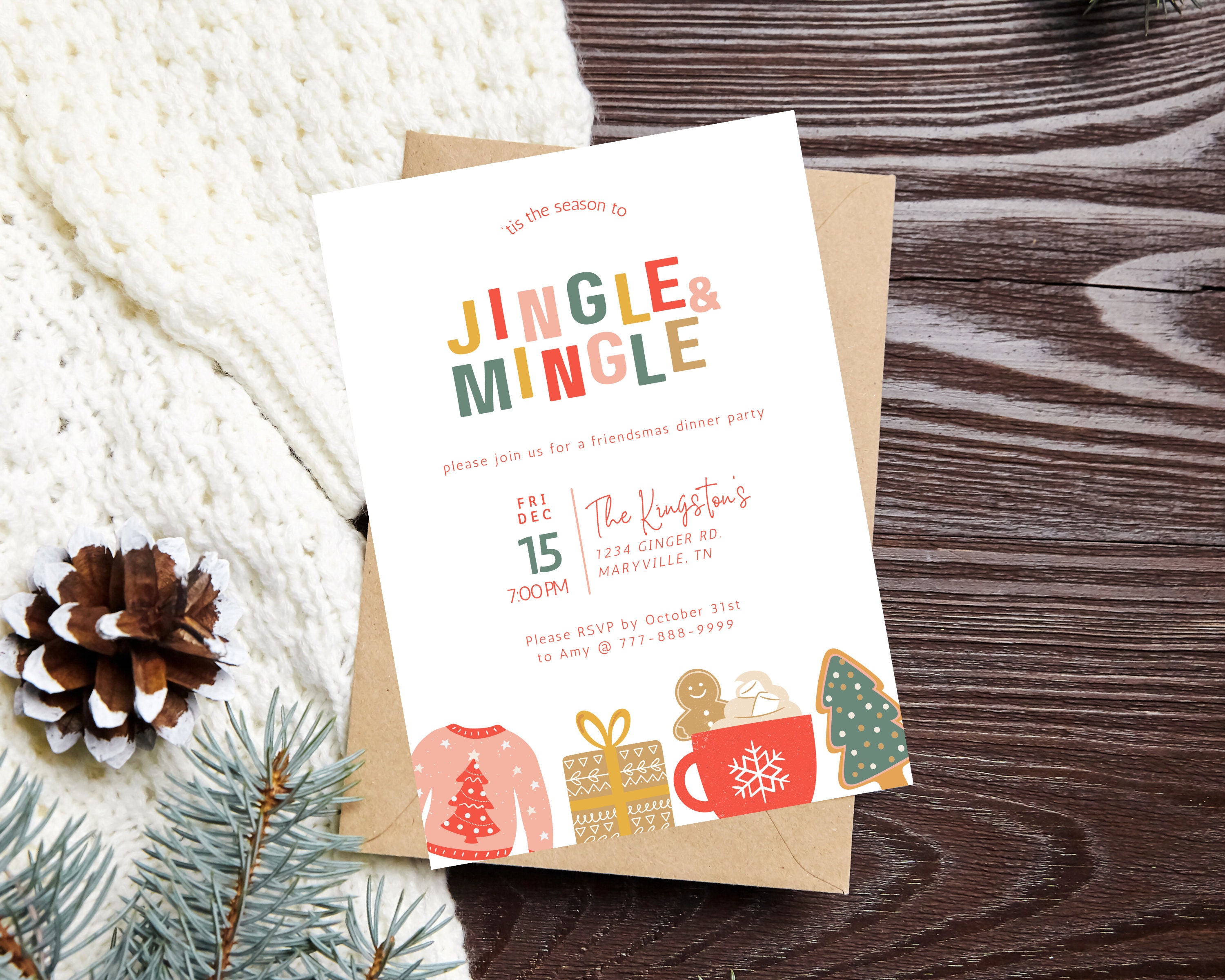 Jingle and Mingle Invitation Holiday Party Invite Template - Etsy
