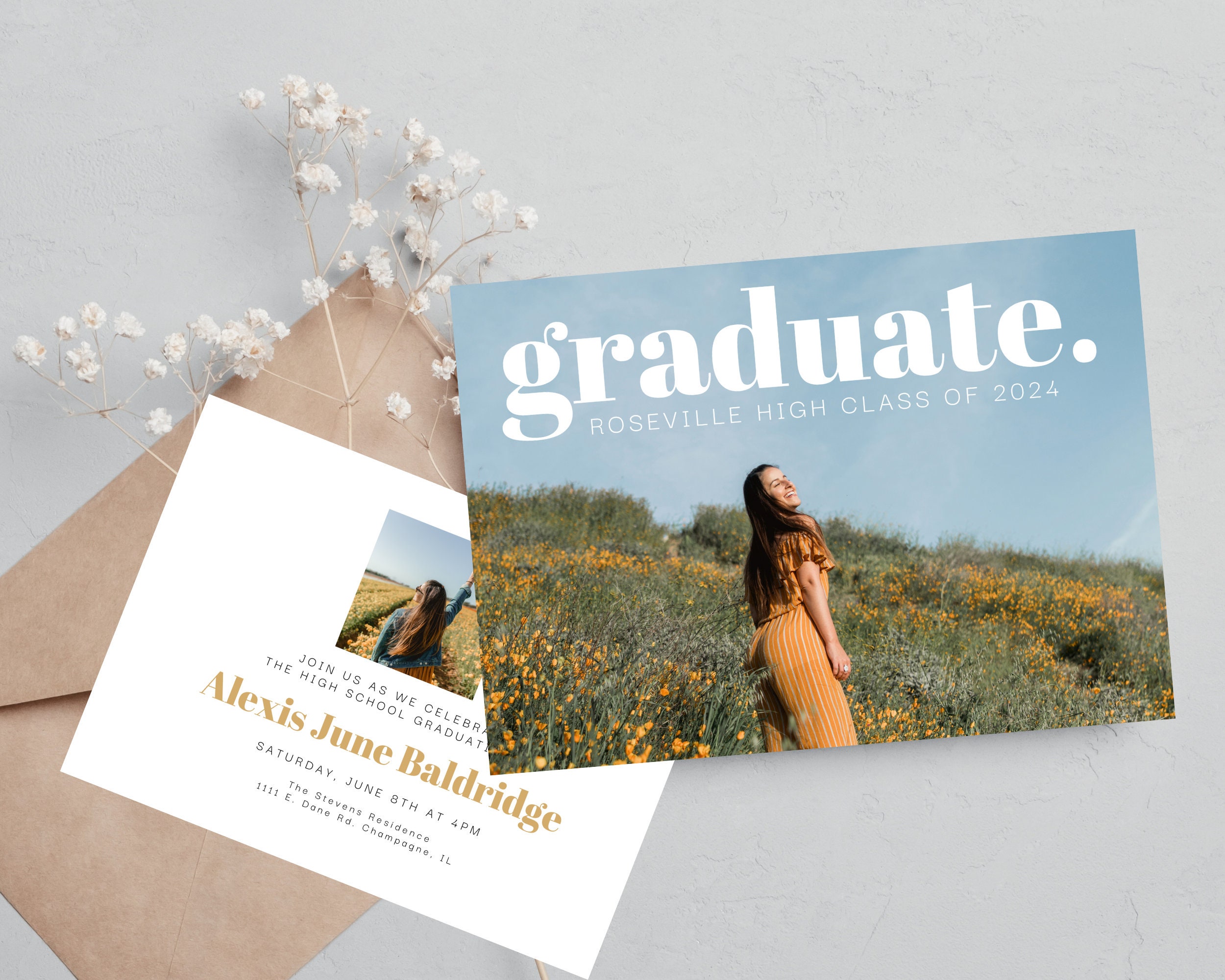 High School Graduation Announcement, Graduation Party Invite, Instant ...